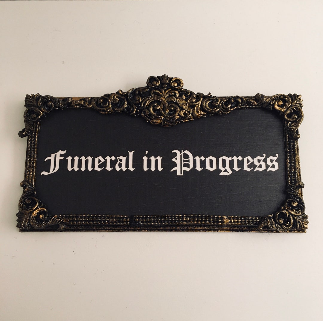 Gothic Wall Plaque, Funeral in Progress Wooden Plaque, Gothic Home ...