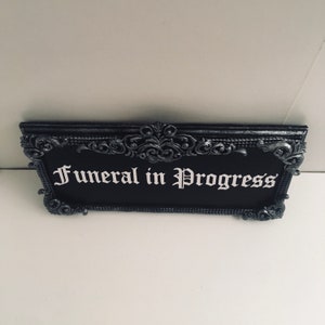 Gothic Wall Plaque, Silver Funeral in Progress Wooden Plaque, Gothic ...