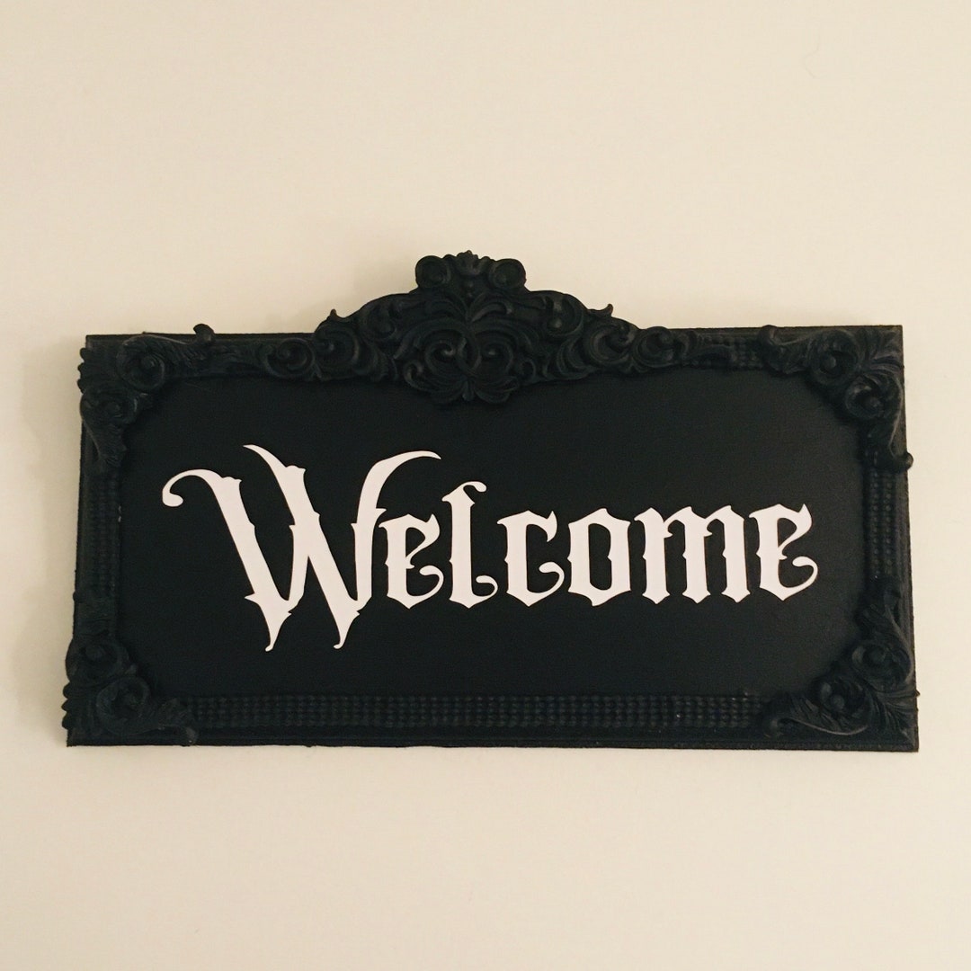 Gothic Welcome Plaque, Gothic Wooden Plaque, Gothic Home Decor, Gothic ...