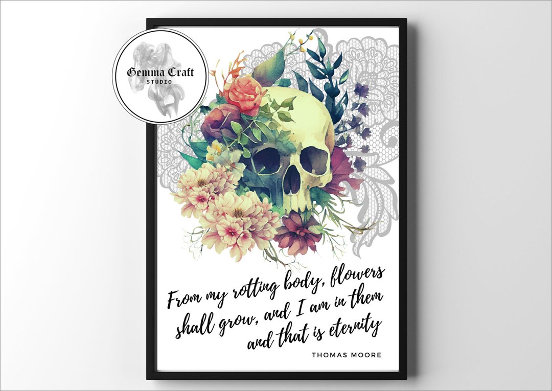 Gothic Floral Print, Edvard Munch Quote Print, A4 Gothic Picture ...