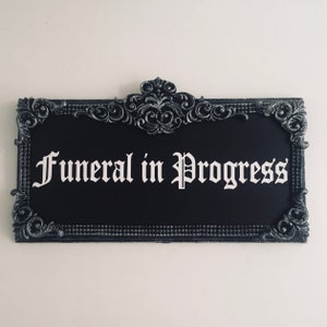 Gothic Wall Plaque, Silver Funeral in Progress Wooden Plaque, Gothic ...