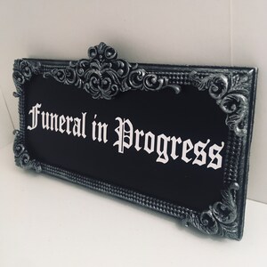 Gothic Wall Plaque, Silver Funeral in Progress Wooden Plaque, Gothic ...