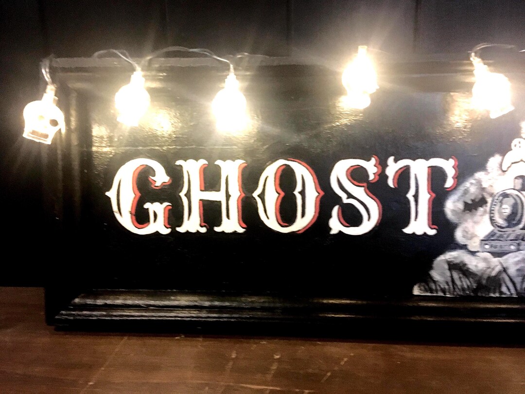 Upcycled Ghost Train Sign, Illuminated Reproduction Handpainted ...