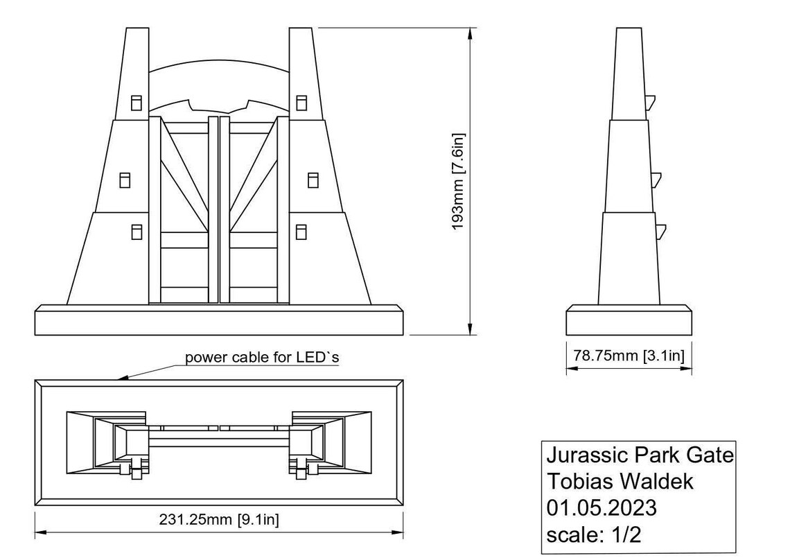 Jurassic Park Tor/jurassic Park Modell/jurassic Park Gate/led Fackeln ...