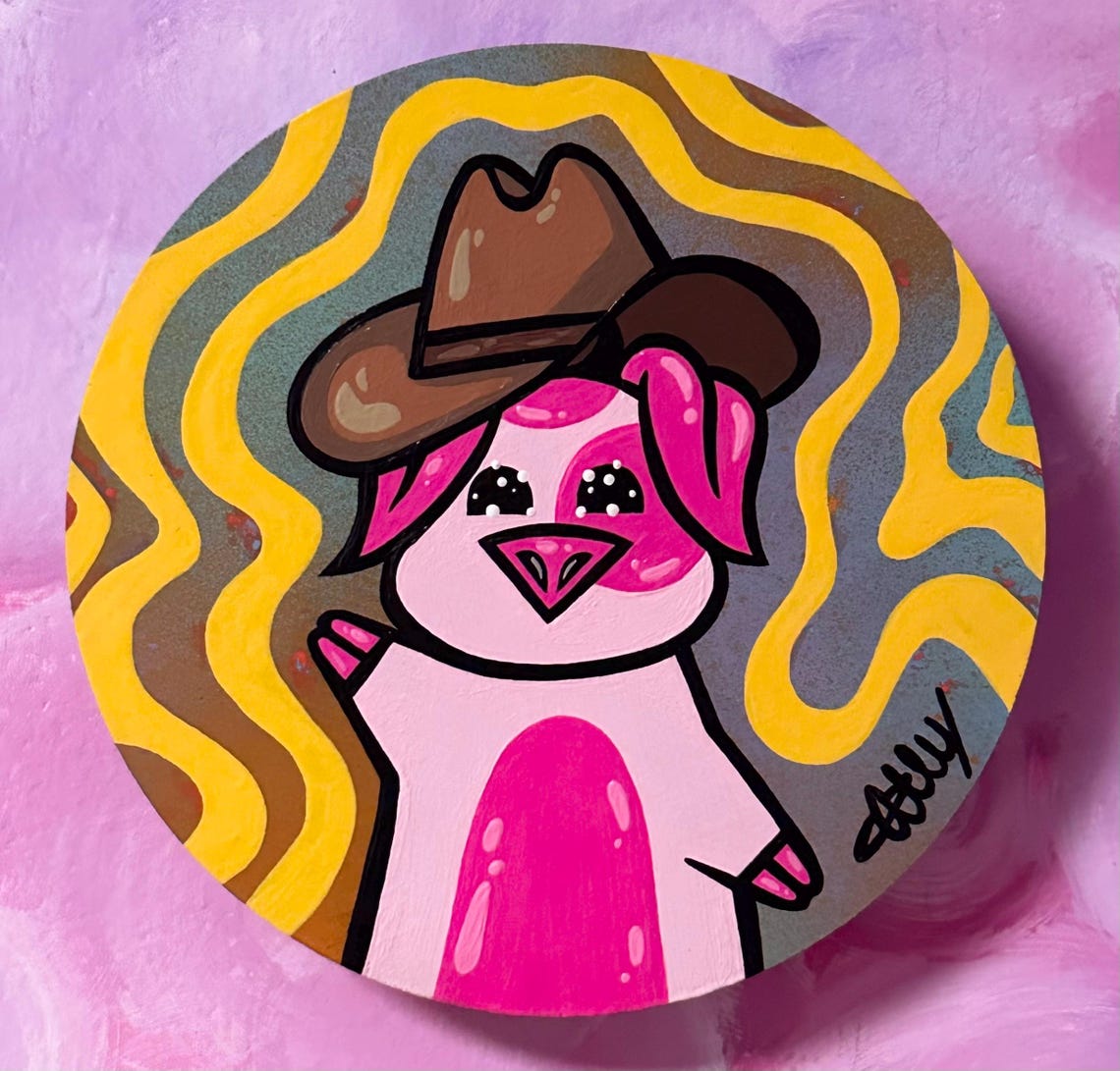 Fat Nuggets Cowboy Wood Painting - Etsy