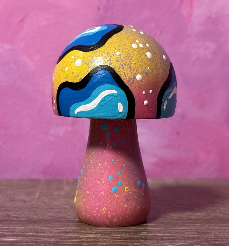 Hand Painted Wooden Mushroom - Etsy