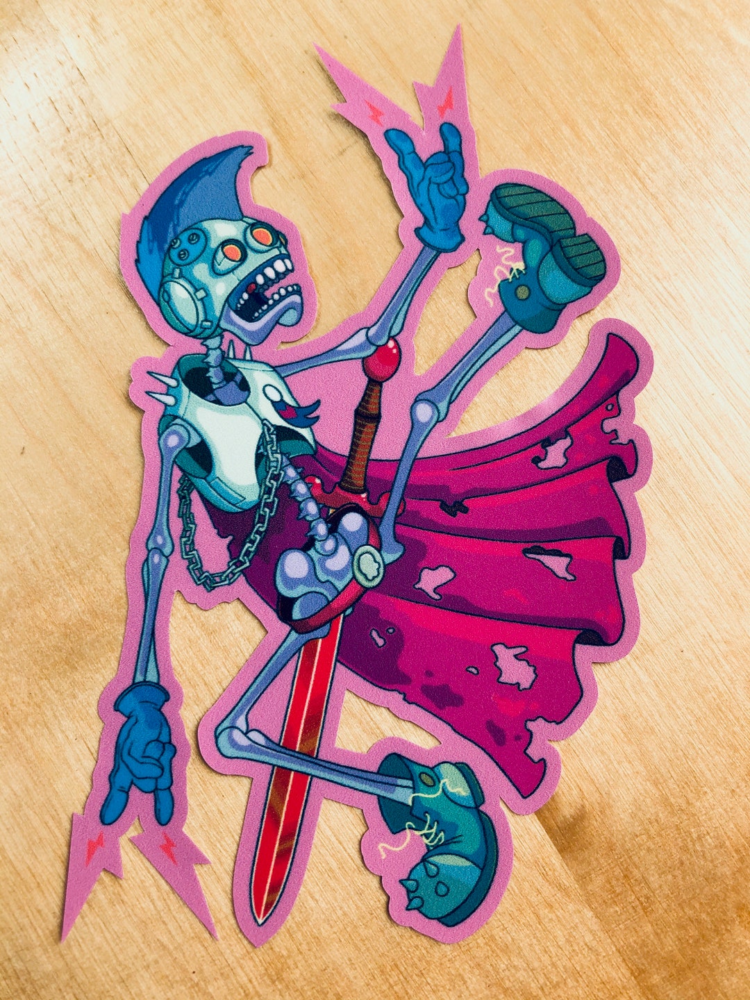 Neon Knight Vinyl Sticker, Skull, Skeleton, Fantasy Character - Etsy