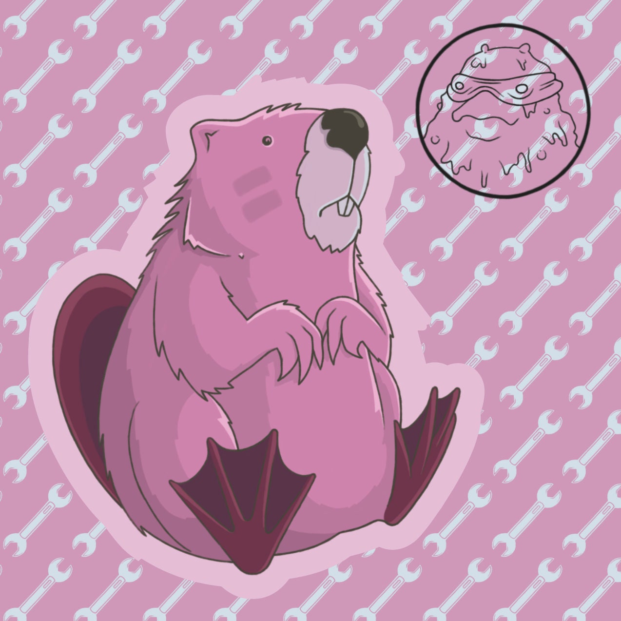 Pink Beaver Vinyl Sticker - Etsy