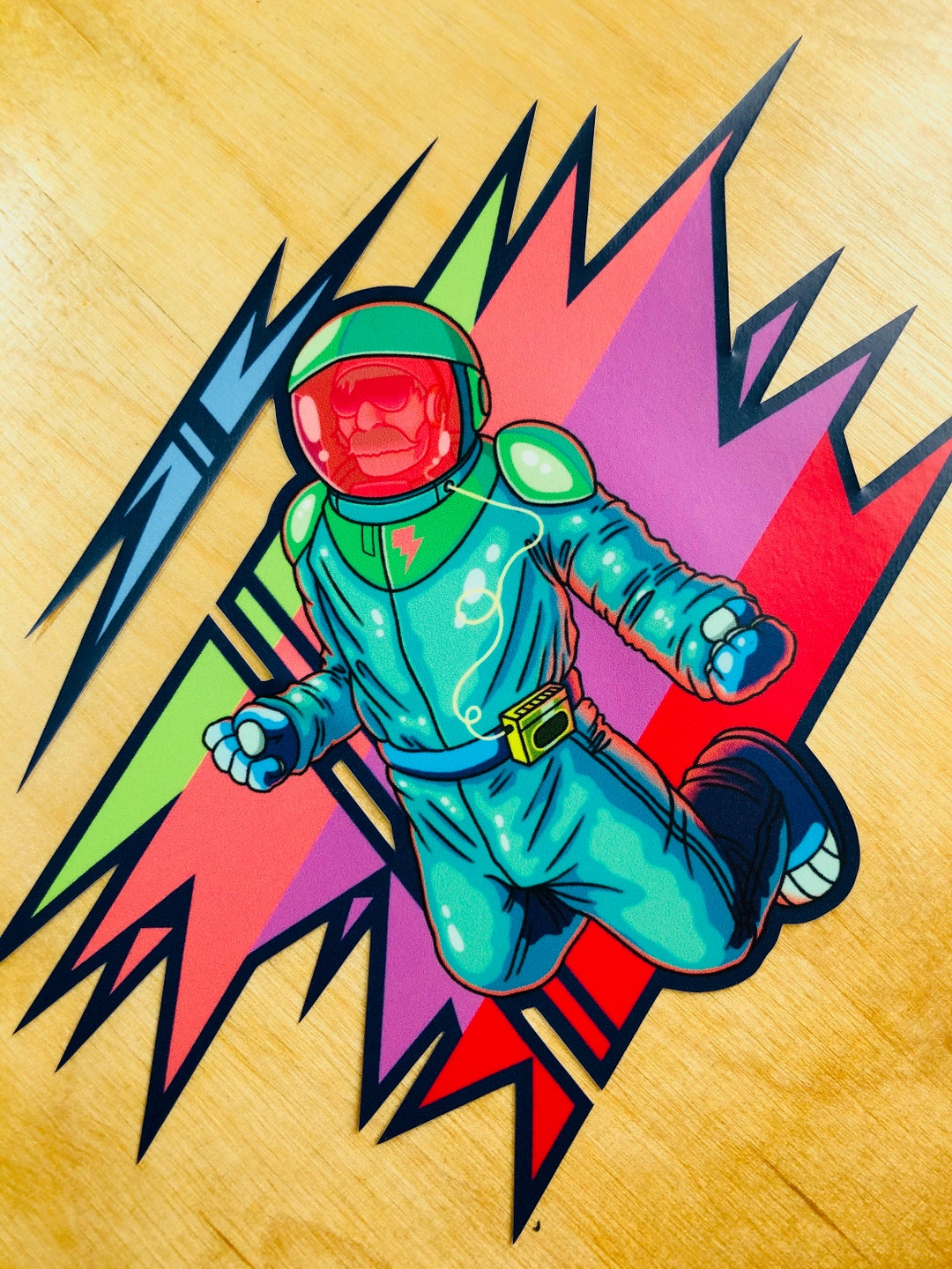 Neon Astro Vinyl Sticker, Space, Cyberpunk, Astronaut - Etsy