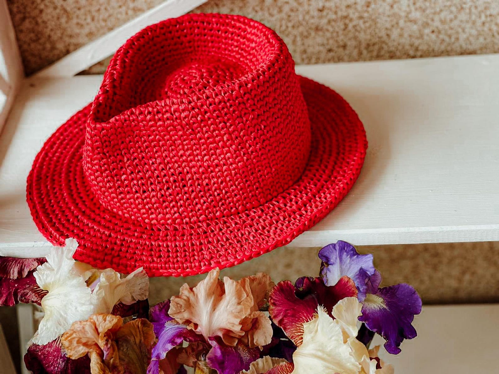 CROCHET PATTERN Raffia Fedora Hat. Crochet Summer Hat Crochet DIY Step ...