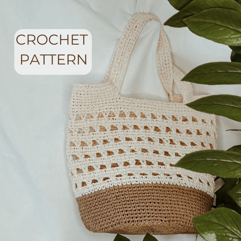 Crocheted Raffia Bag Pattern. Crochet Tote Bag PATTERN. PDF - Etsy