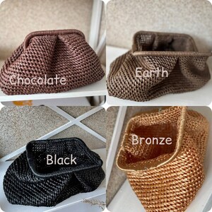 Voluminous Clutch Chocolate Color. Oversize Straw Handbag. Lightweight ...