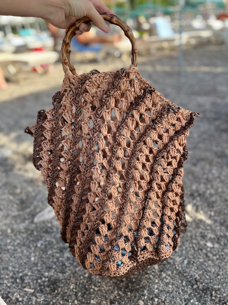 CROCHET PATTERN Tote Bag. Raffia Bag Pattern. Crocheted Raffia - Etsy