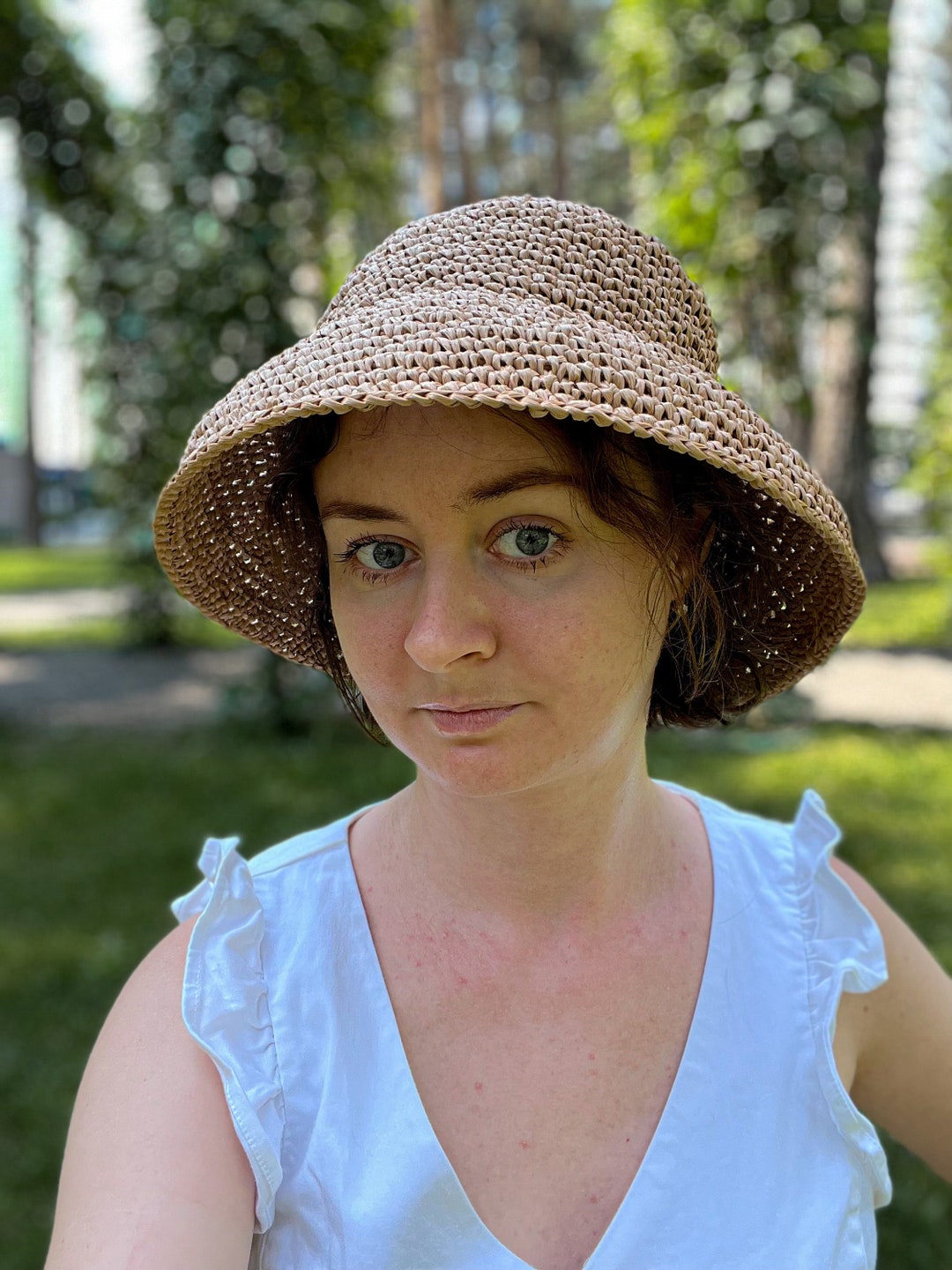 Handmade Crochet Raffia Sun Hat: Women's Beach Straw Hat - Etsy