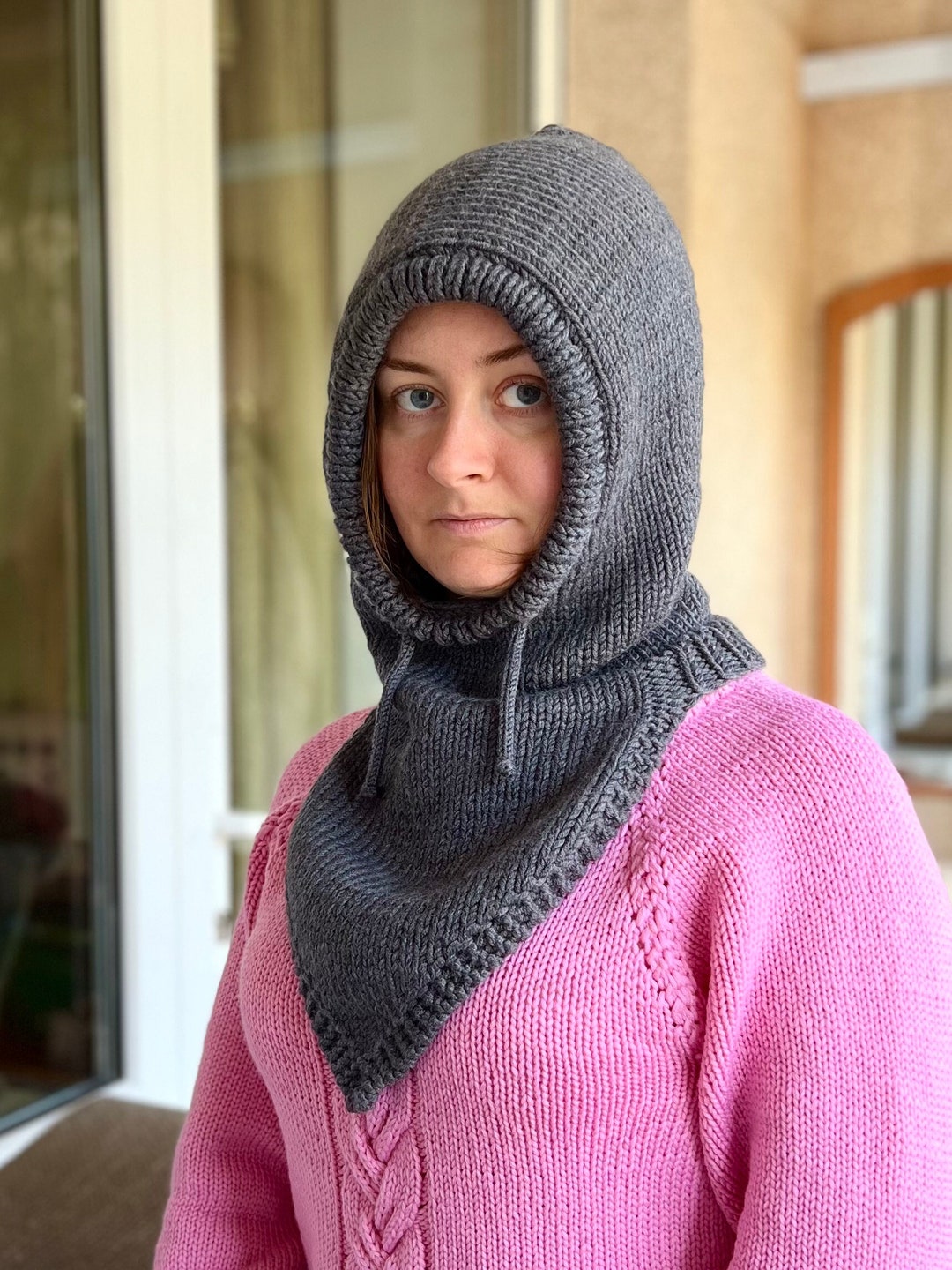 Wet Asphalt Merino Hood. Winter Cowl Hood. Neck Warmer. 100% Merino ...