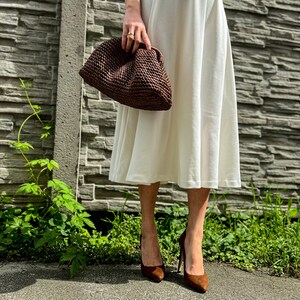 Voluminous Clutch Chocolate Color. Oversize Straw Handbag. Lightweight ...