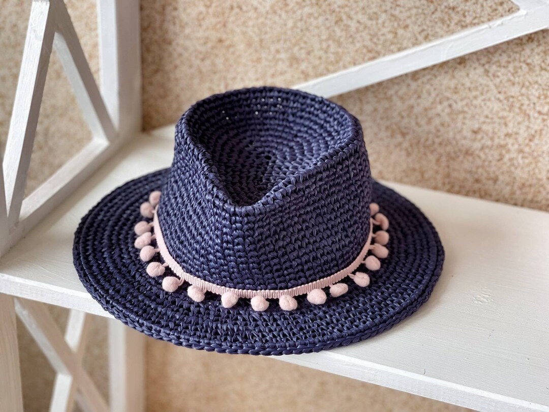 CROCHET PATTERN. Fedora Crochet Sun Hat Pattern. Cleo Wide Brim Fedora ...