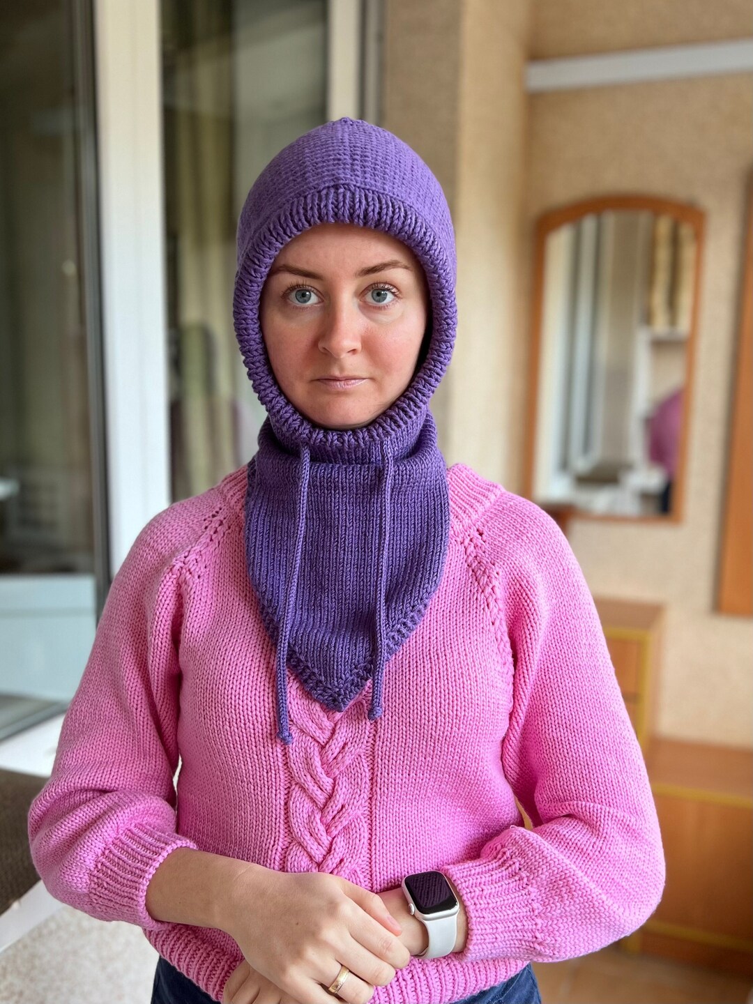 Lavender Merino Hood. Winter Cowl Hood. Neck Warmer. 100% Merino Wool ...