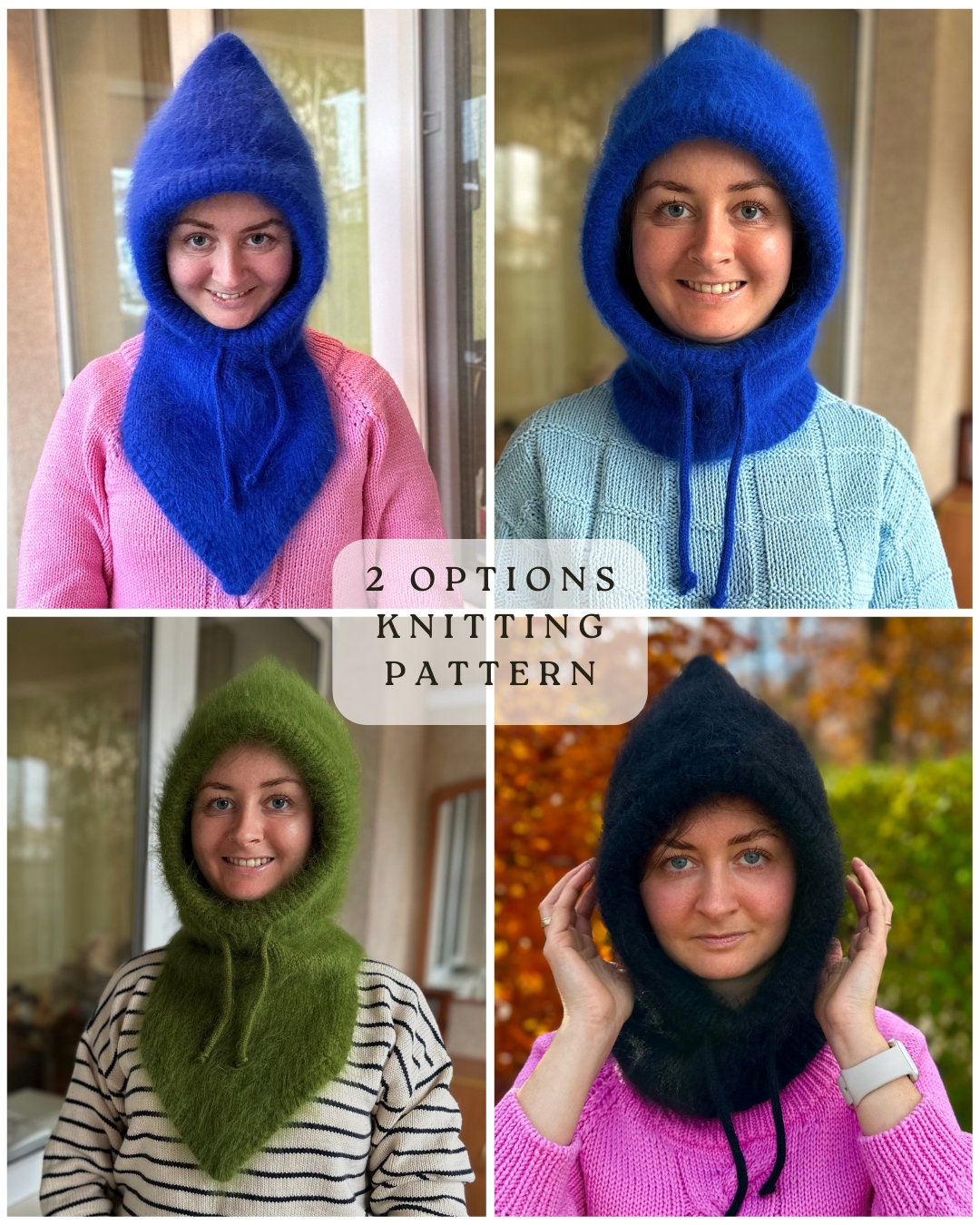 KNITTING Balaclava Pattern. Knitting Winter Hood PDF Pattern. Women's ...