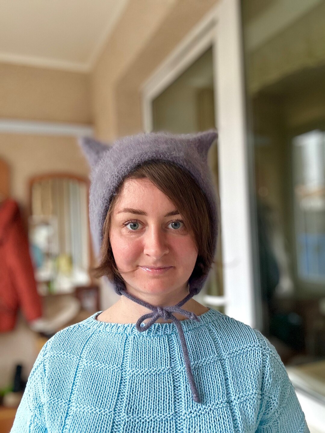 Handmade Angora Cat Ear Beanie: Smoky Knit Bonnet - Etsy