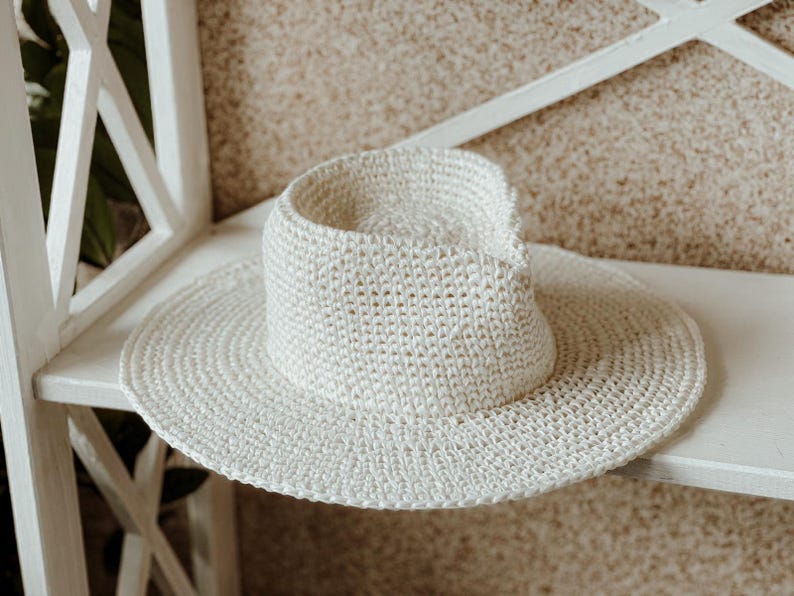 CROCHET PATTERN Raffia Fedora Hat. Crochet Summer Hat Crochet DIY Step ...