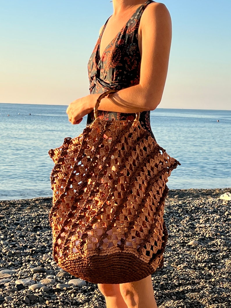 CROCHET PATTERN Tote Bag. Raffia Bag Pattern. Crocheted Raffia - Etsy