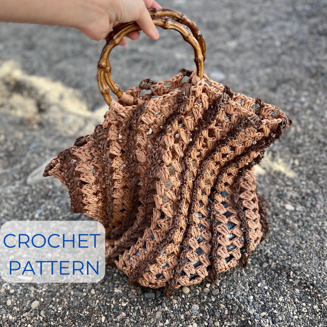 CROCHET PATTERN Tote Bag. Raffia Bag Pattern. Crocheted Raffia Bag ...