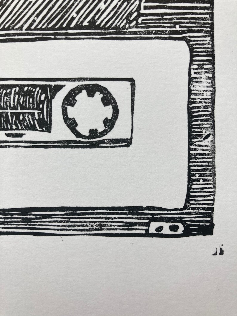 Cassette Tape, Linocut, Music Art, Vintage - Etsy