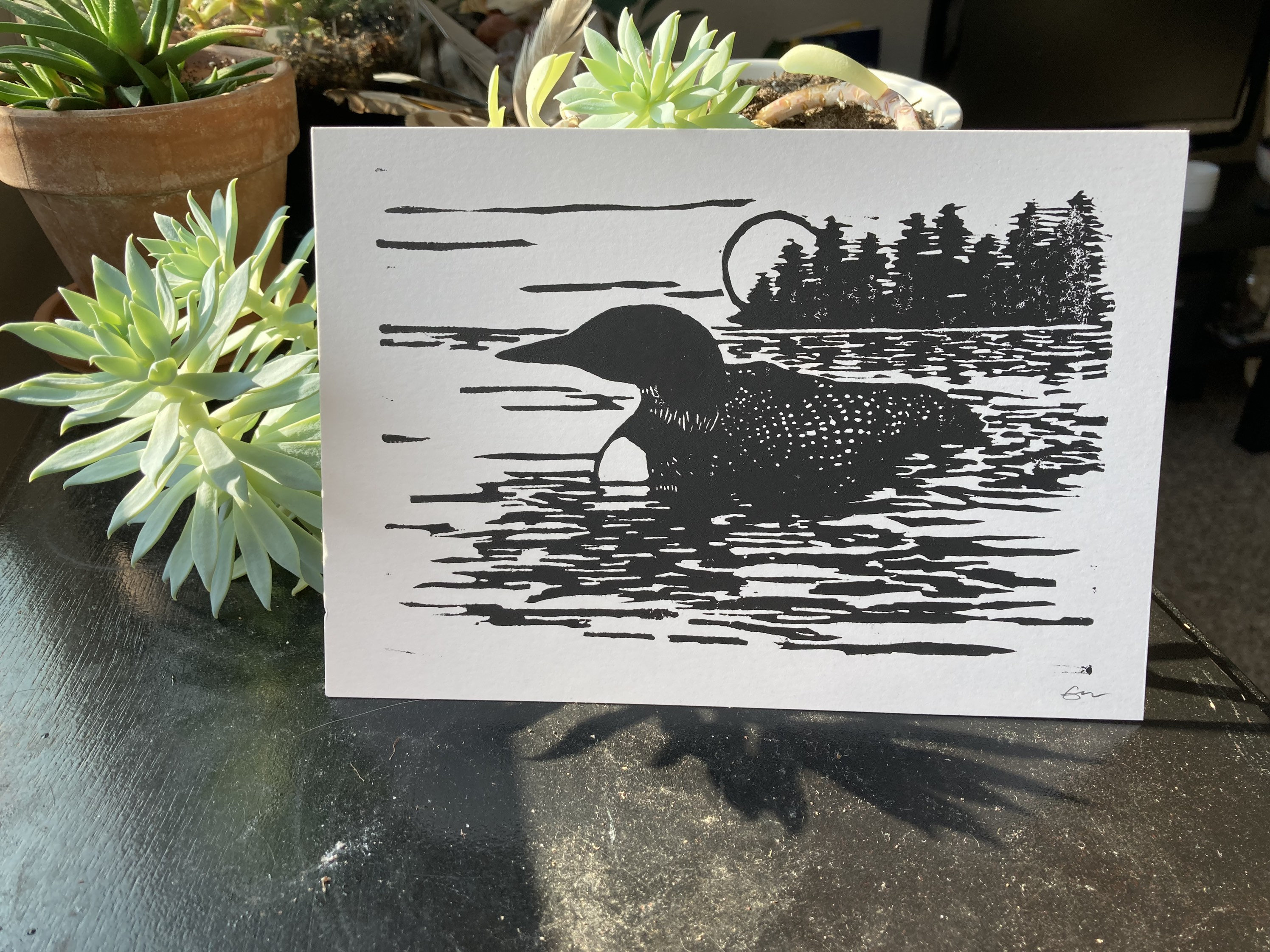 Loon on Lake Linocut Print, Nature Themed Wall Art, Revised - Etsy