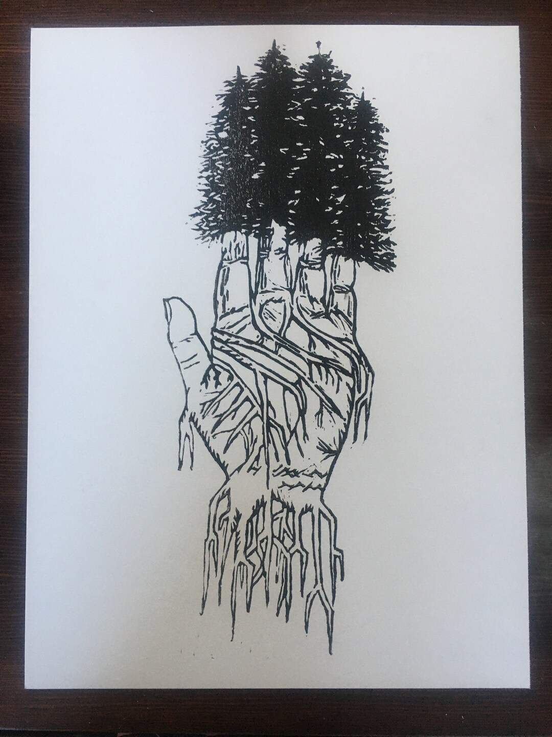 Human Nature - Tree Hand Print, Nature Themed Linocut Print Wall Art - Etsy