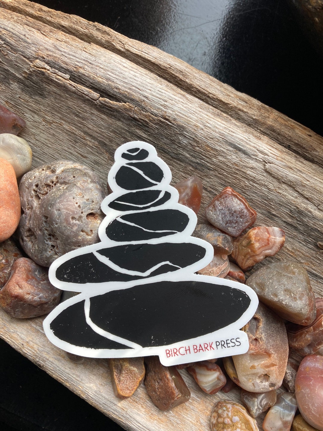Rock Stack STICKER Linocut Print Sticker Nature Themed - Etsy