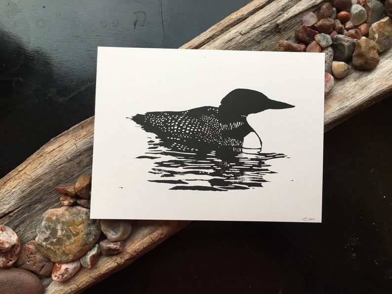 Common Loon Linocut, Nature Themed Print - Etsy
