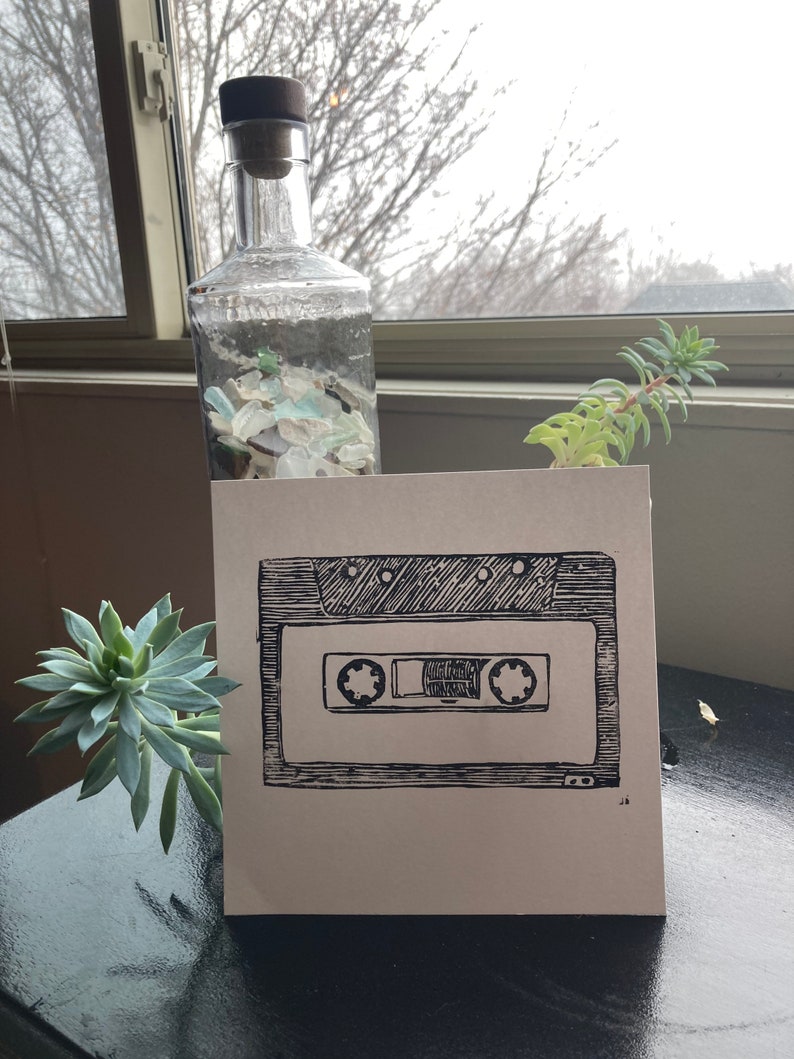 Cassette Tape, Linocut, Music Art, Vintage - Etsy