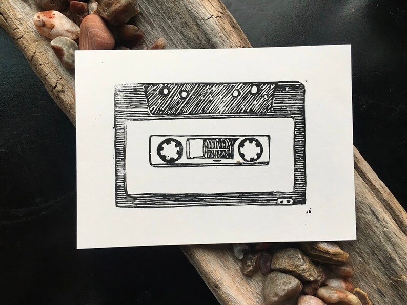 Cassette Tape, Linocut, Music Art, Vintage - Etsy