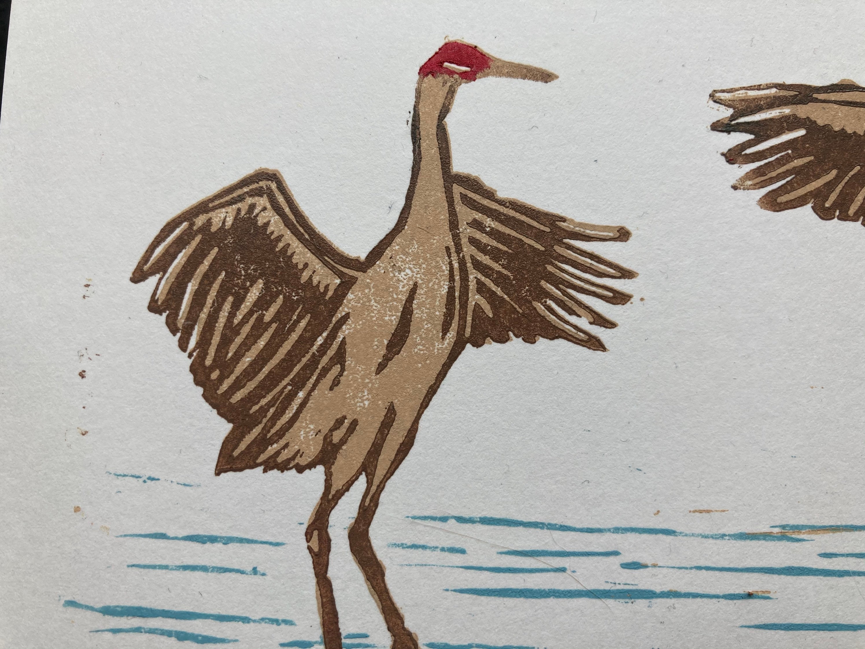 Sandhill Cranes Linocut Print, Nature Themed Wall Art - Etsy