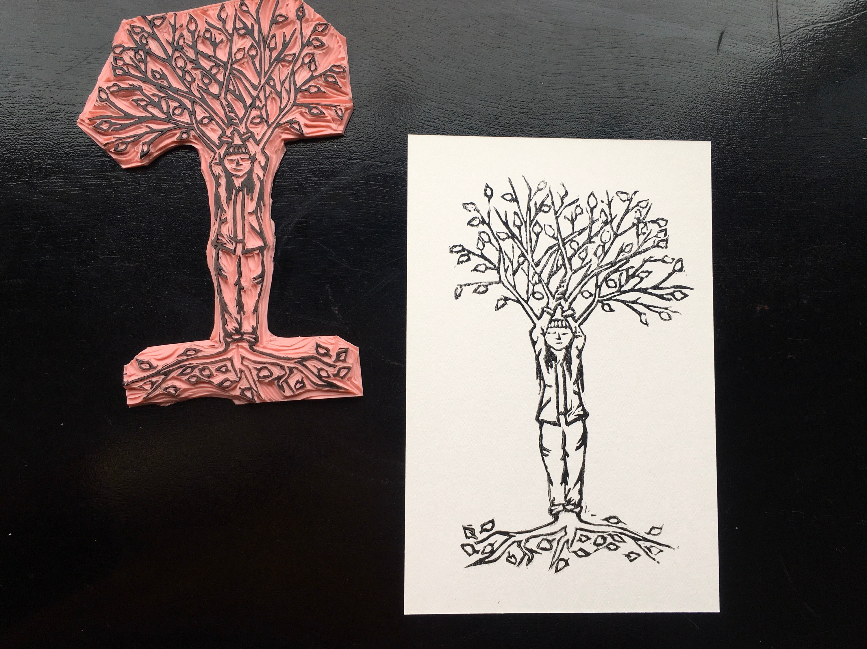 Birch Tree Woman Growth Series Linocut Print Collection | Etsy