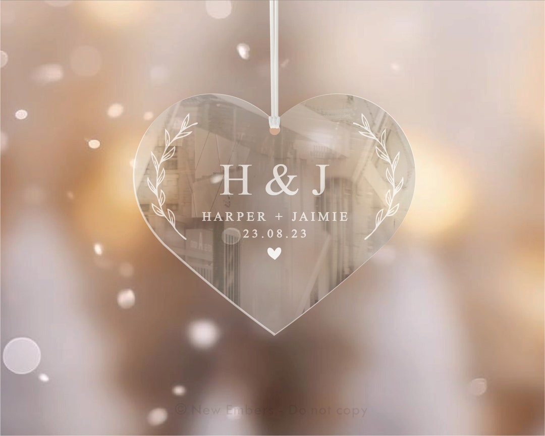 Clear Acrylic Heart Shaped Christmas Ornament Monogram Xmas Keepsake ...