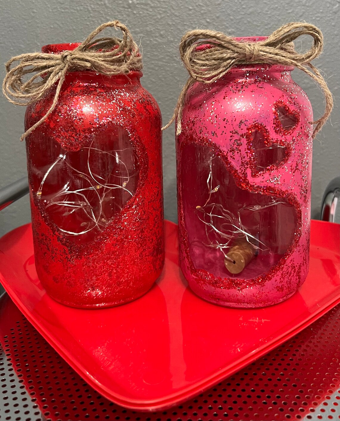 Valentines Day Jar, Illuminated Jar, Valentines Day Decor, Pink Vday ...