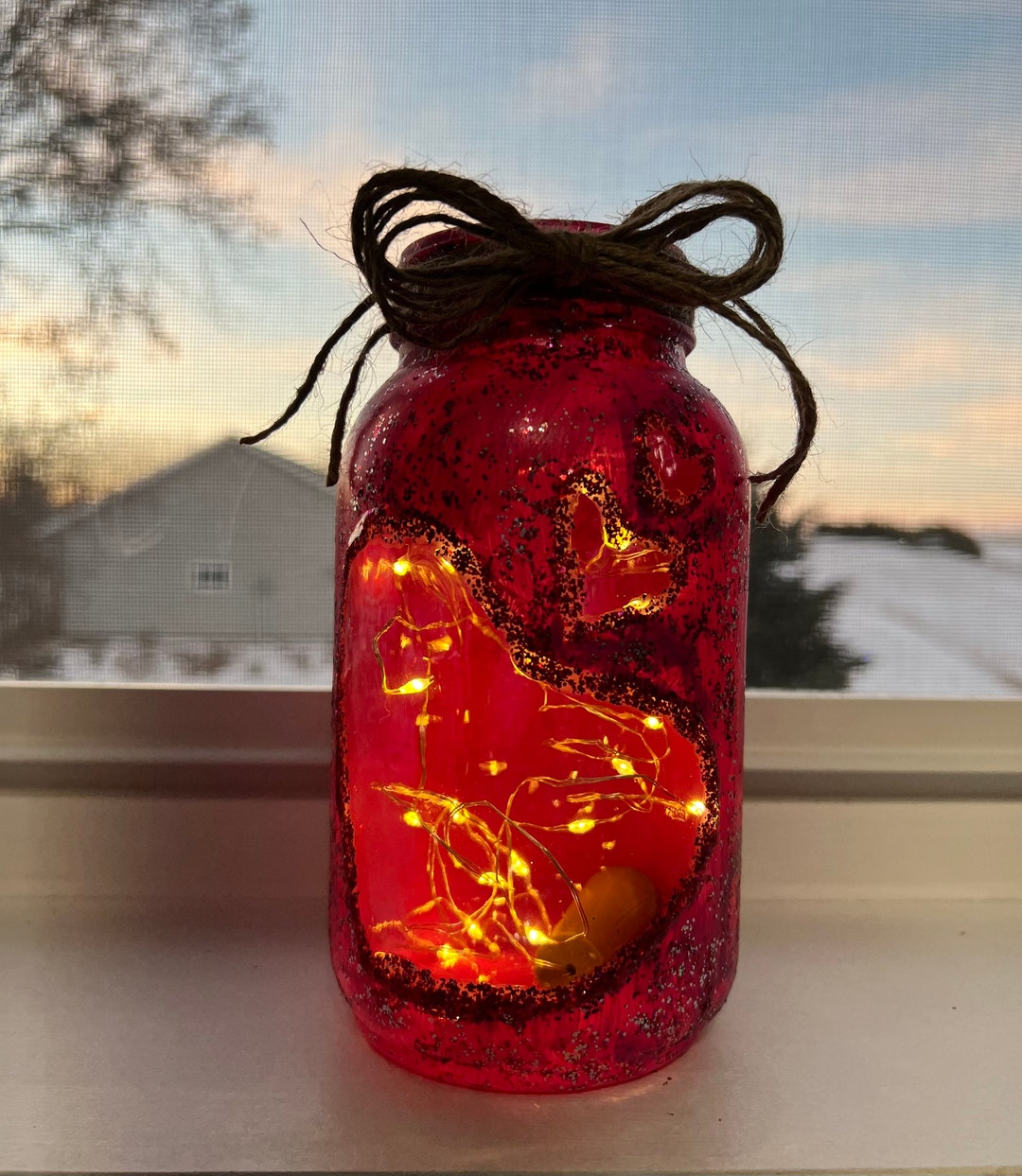 Valentines Day Jar, Illuminated Jar, Valentines Day Decor, Pink Vday ...