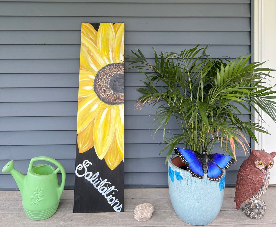 Hand-painted Sunflower Porch Leaner, Summer Fall Wood Sign Decor - Etsy