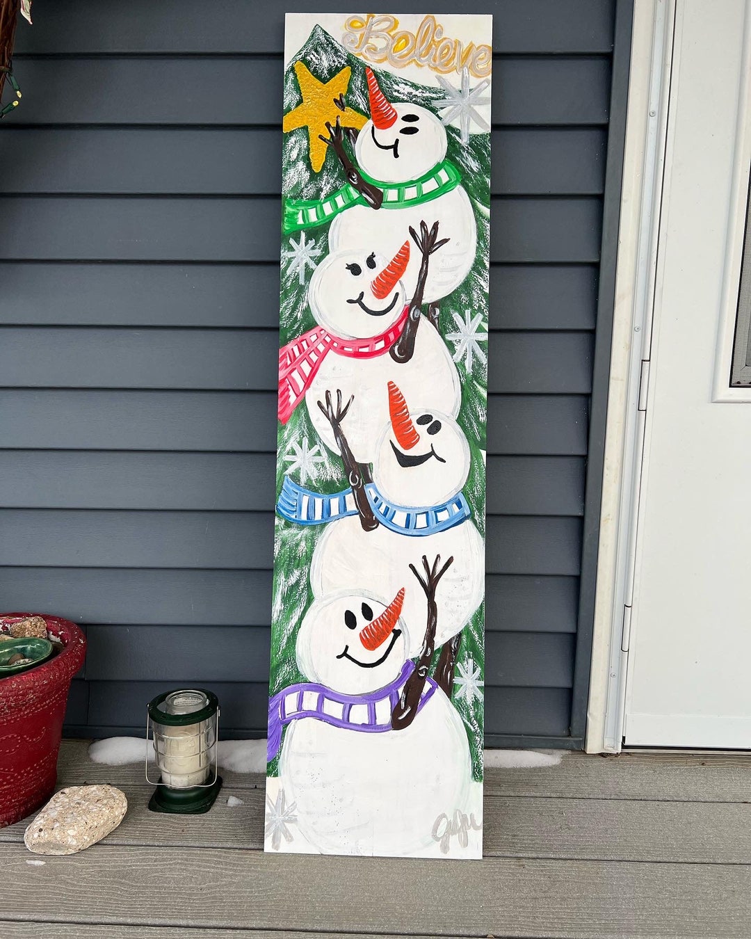 Snowman Christmas Porch Leaner, Snowman Porch Sign, Snowman Art ...