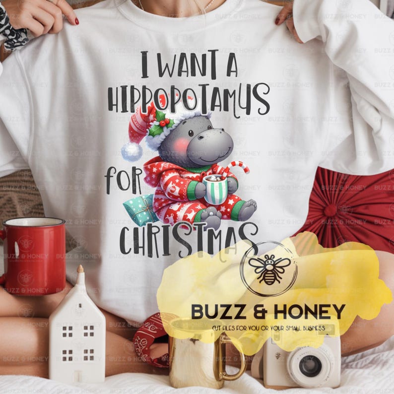 I Want a Hippopotamus for Christmas – Cartoon Hippo Christmas SVG ...