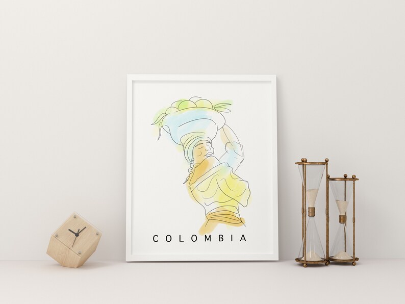Colombia Travel Poster Colombian Girl Digital File A4 Size - Etsy