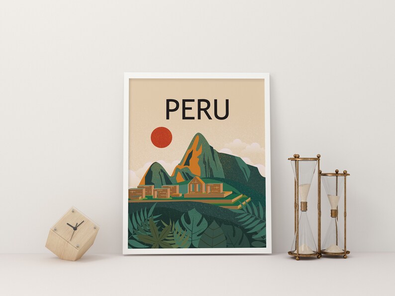 Peru Machu Picchu Travel Poster Peru Print Peru Art. Digital Poster ...