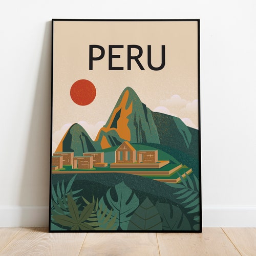 Peru Machu Picchu Travel Poster Peru Print Peru Art. Digital - Etsy