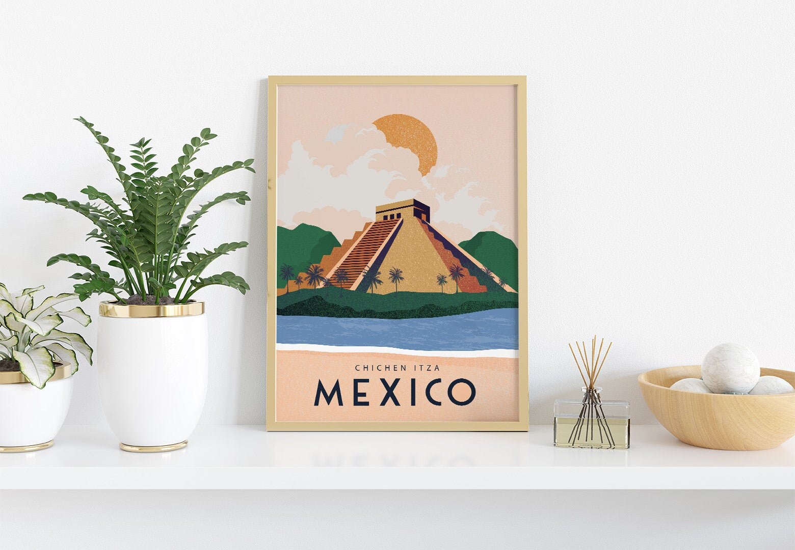 Mexico travel poster Pyramid print poster Travel Poster wall | Etsy