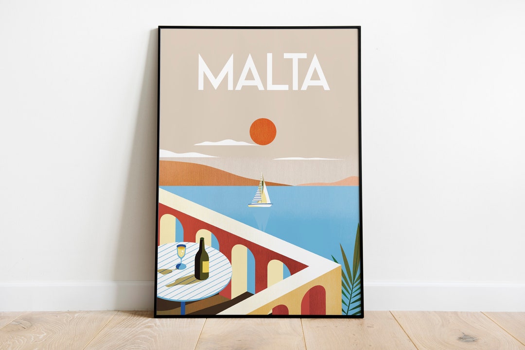Malta Vintage Travel Poster Digital Print Wall Art 40x50 Cm Size We ...