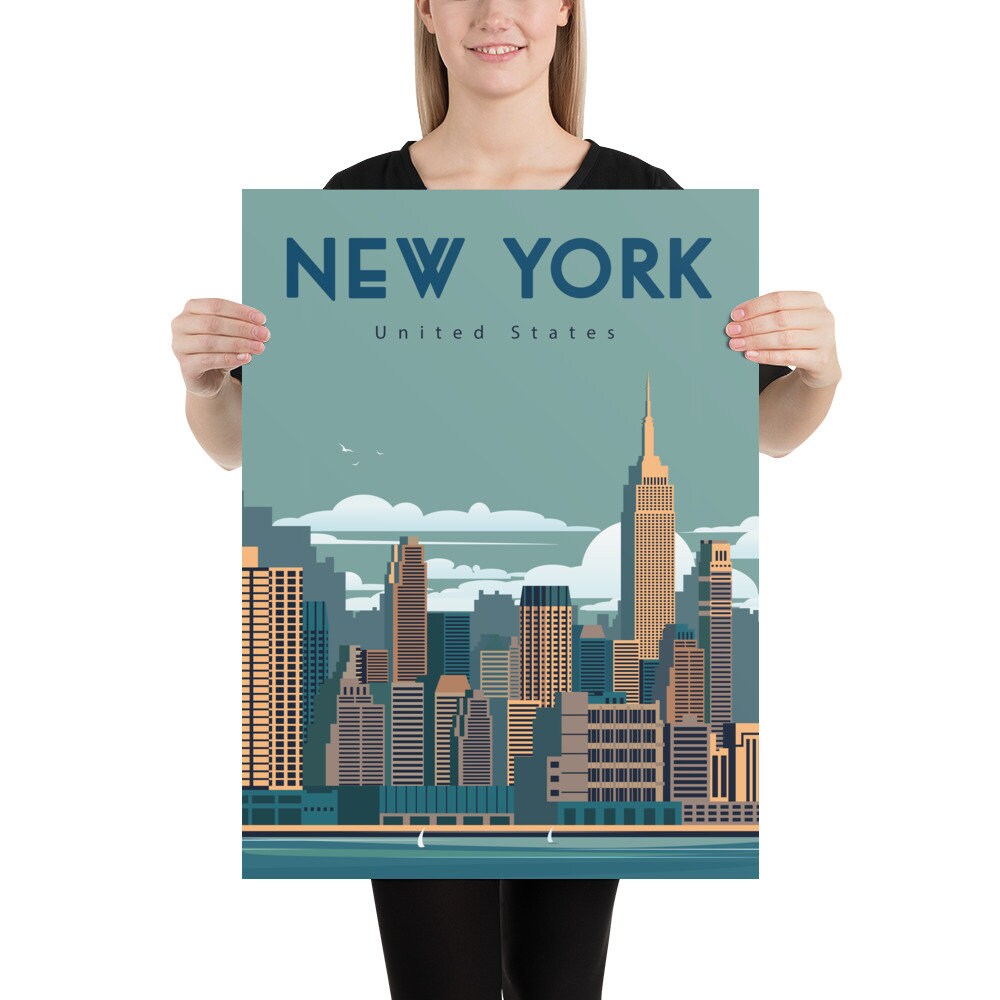New York City Travel Poster Printable Wall Art, Travel Poster Wall Art ...