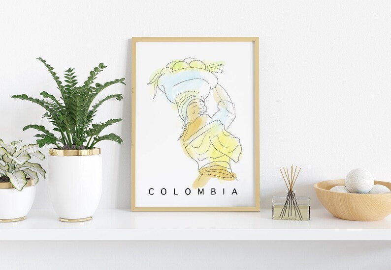 Colombia Travel Poster Colombian Girl Digital File A4 Size - Etsy