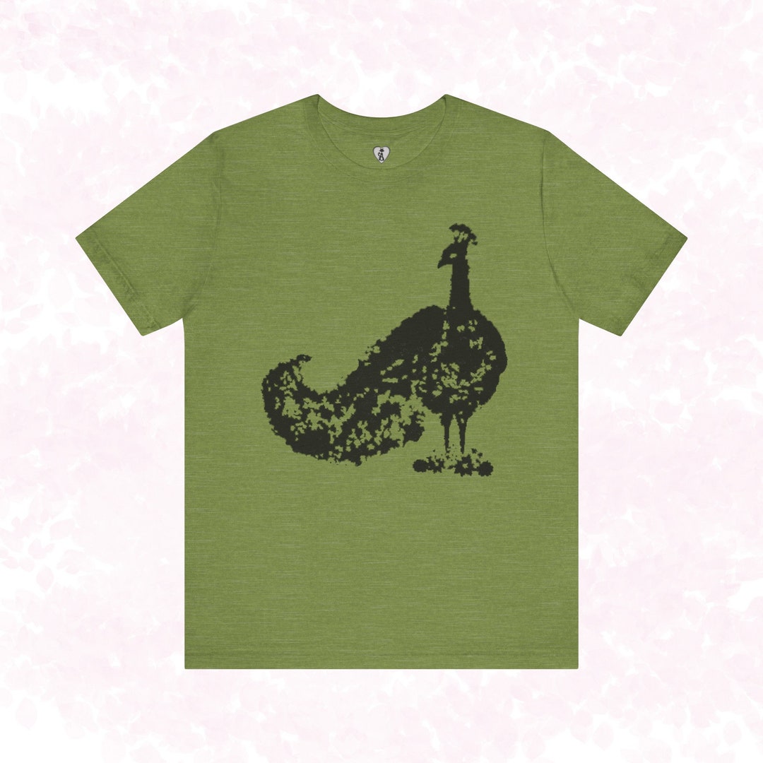 Silhouette Peacock T Shirt Dark Peacock Graphic Unisex Fit Tee Ethically Manufactured Bird